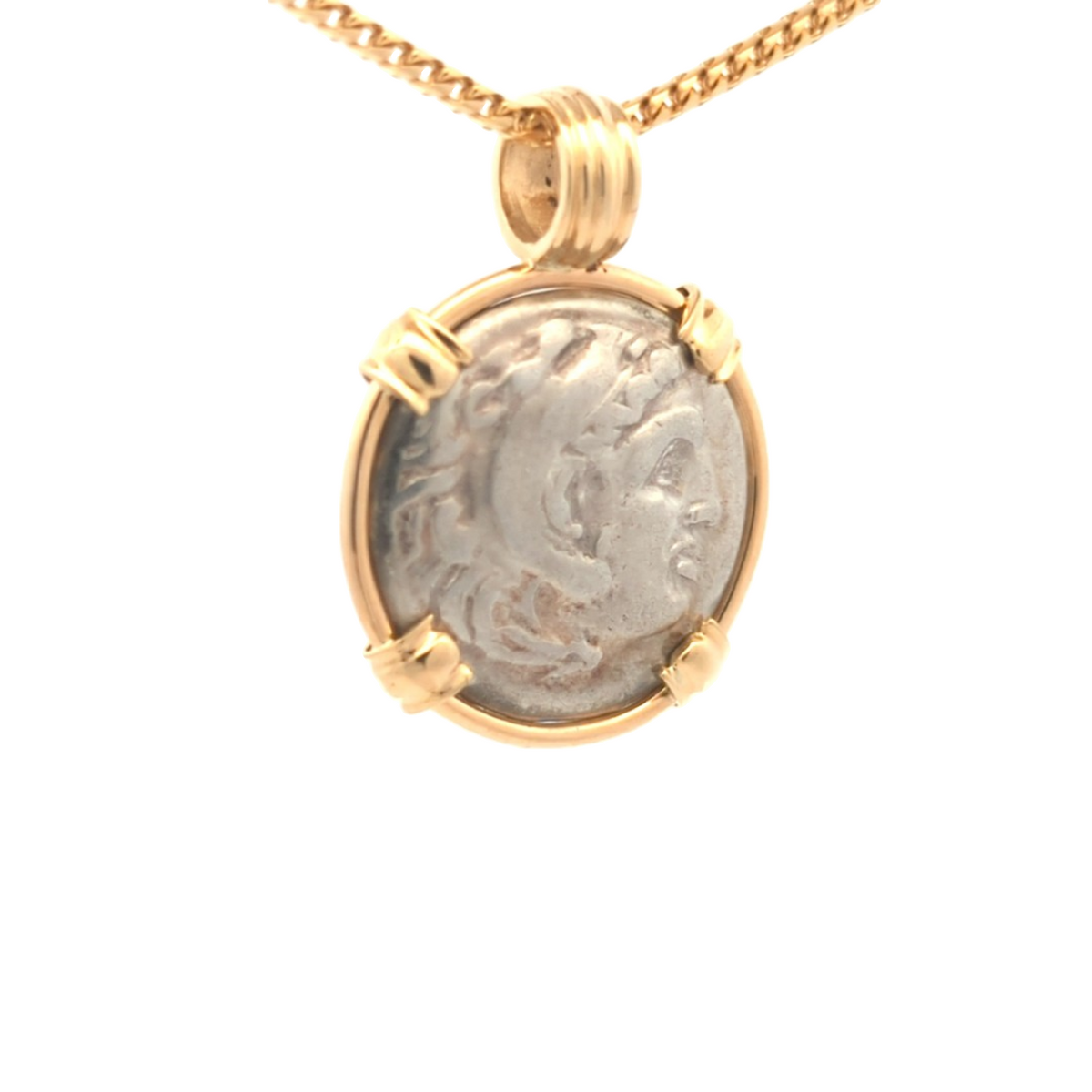 323-317 B.C.E. Ancient Greek Hercules Coin Pendant | Handcrafted 14K G ...